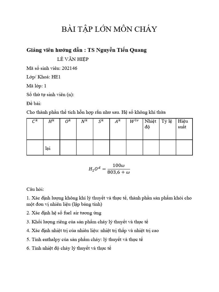 BTL KT cháy Lê Văn Hiệp 20214667 | PDF