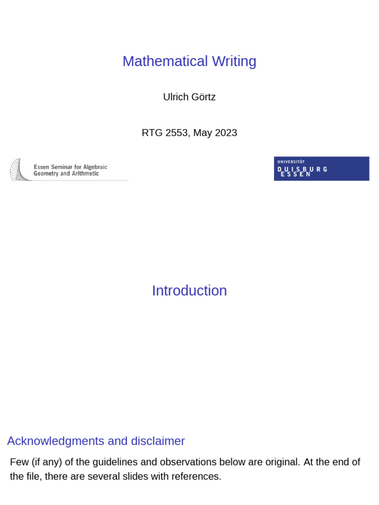 Math Writing 2023 Handout | PDF