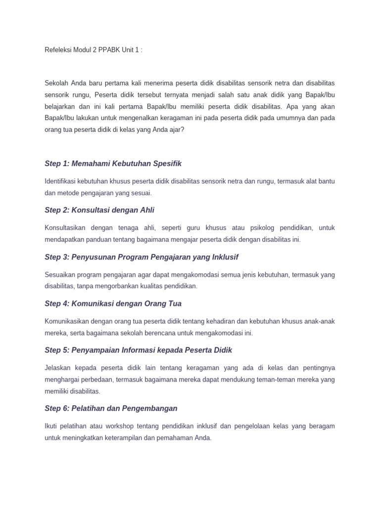 Refeleksi Modul 2 PPABK Unit 1 Dan 2 | PDF