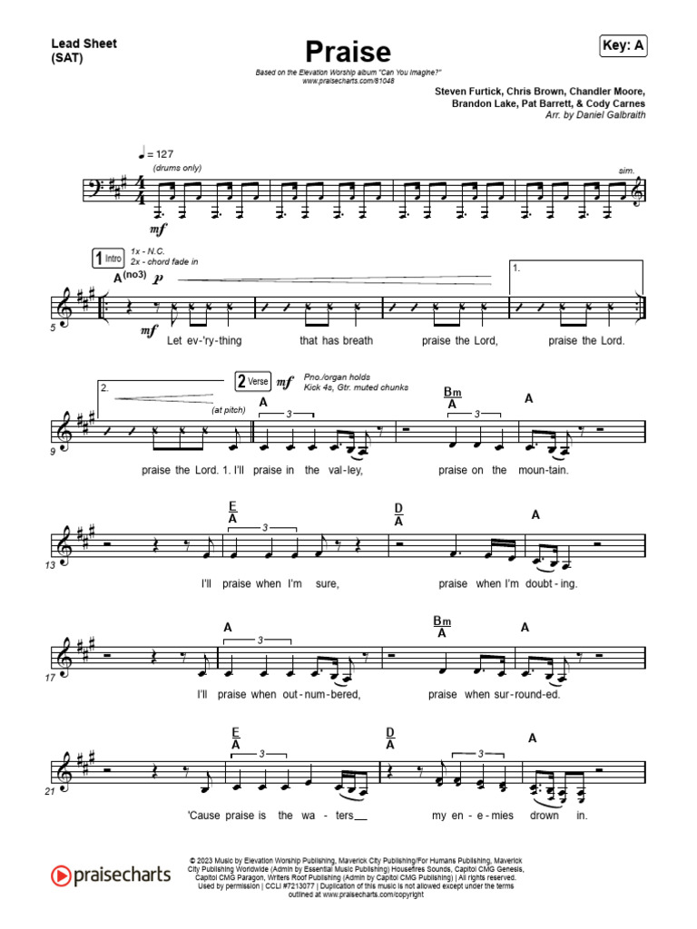 Praise the Lord - Lead Sheet | PDF | American Popular Music | Elements ...