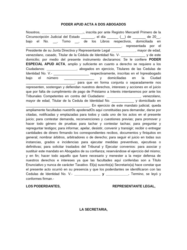 Poder Apud Acta A Dos Abogados | PDF