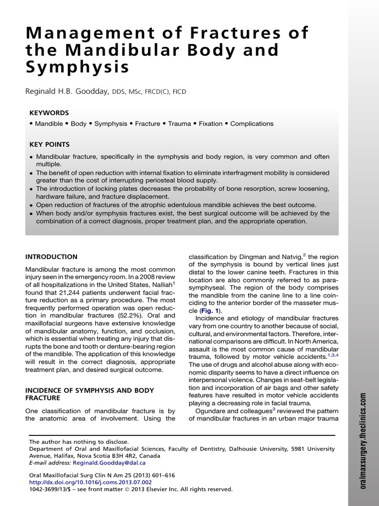 Management of Fractures of The Mandibular Body and Symphysis | PDF | Ct ...