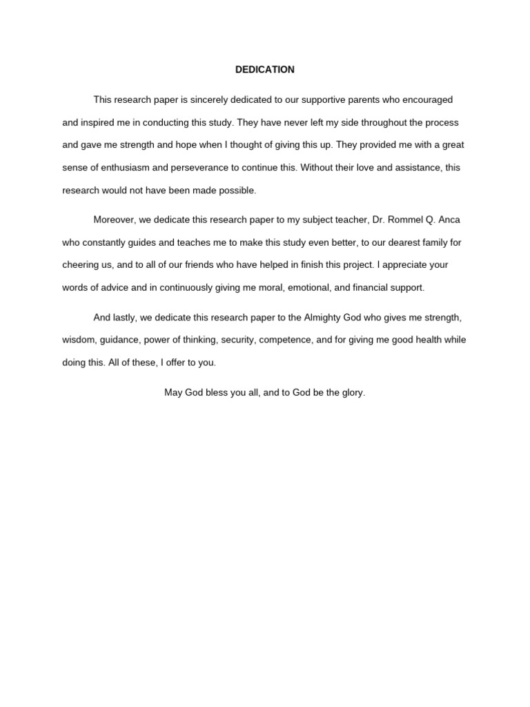 Acknowledgement and Dedication | PDF