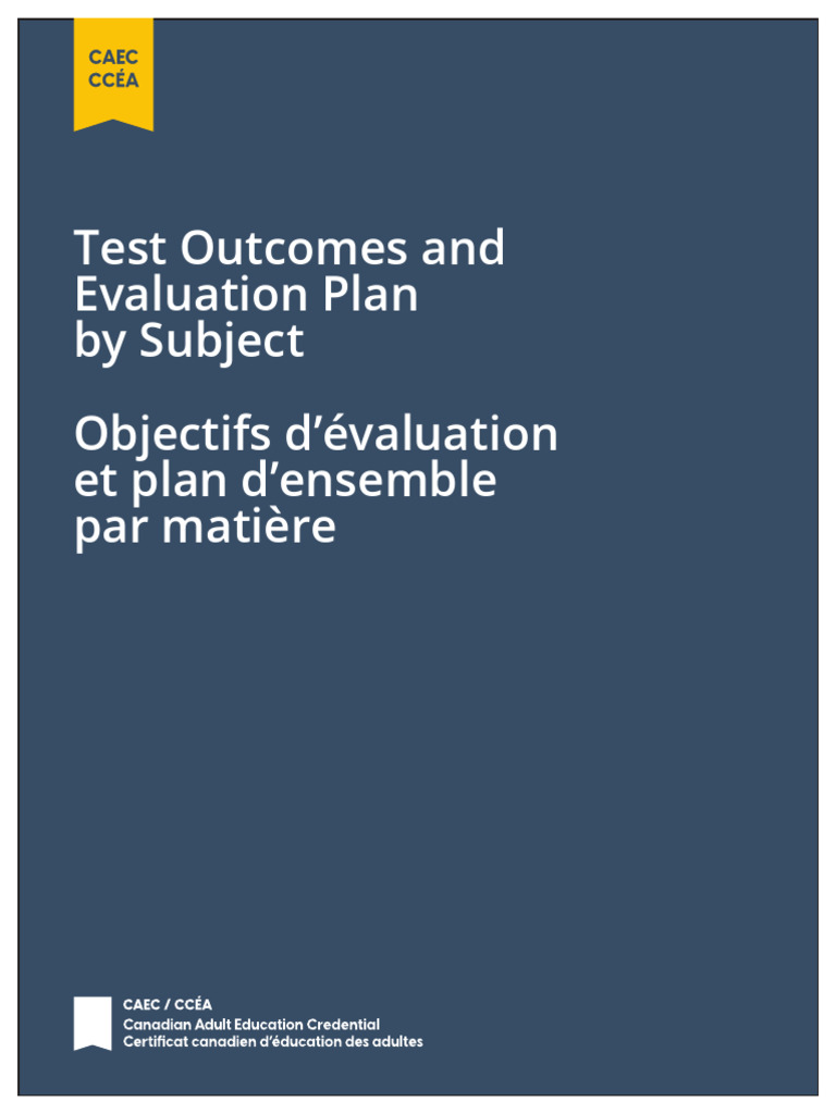 Caec Test Outcomes and Evaluation Plan by Subject | PDF