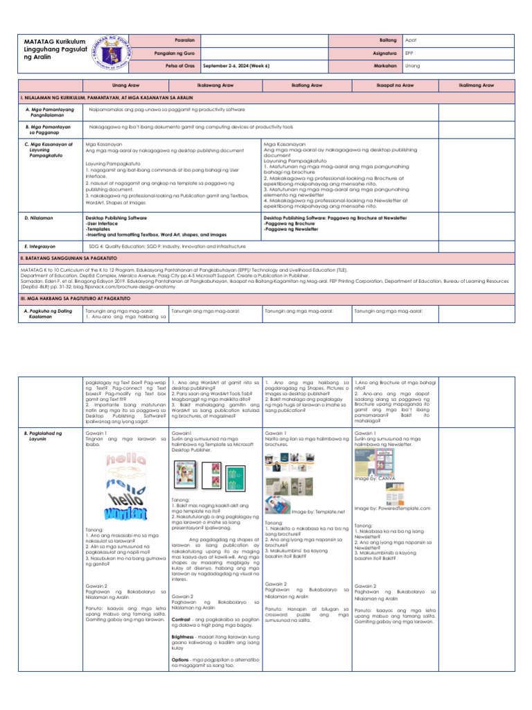 Epp4 Q1 W6 DLL | PDF