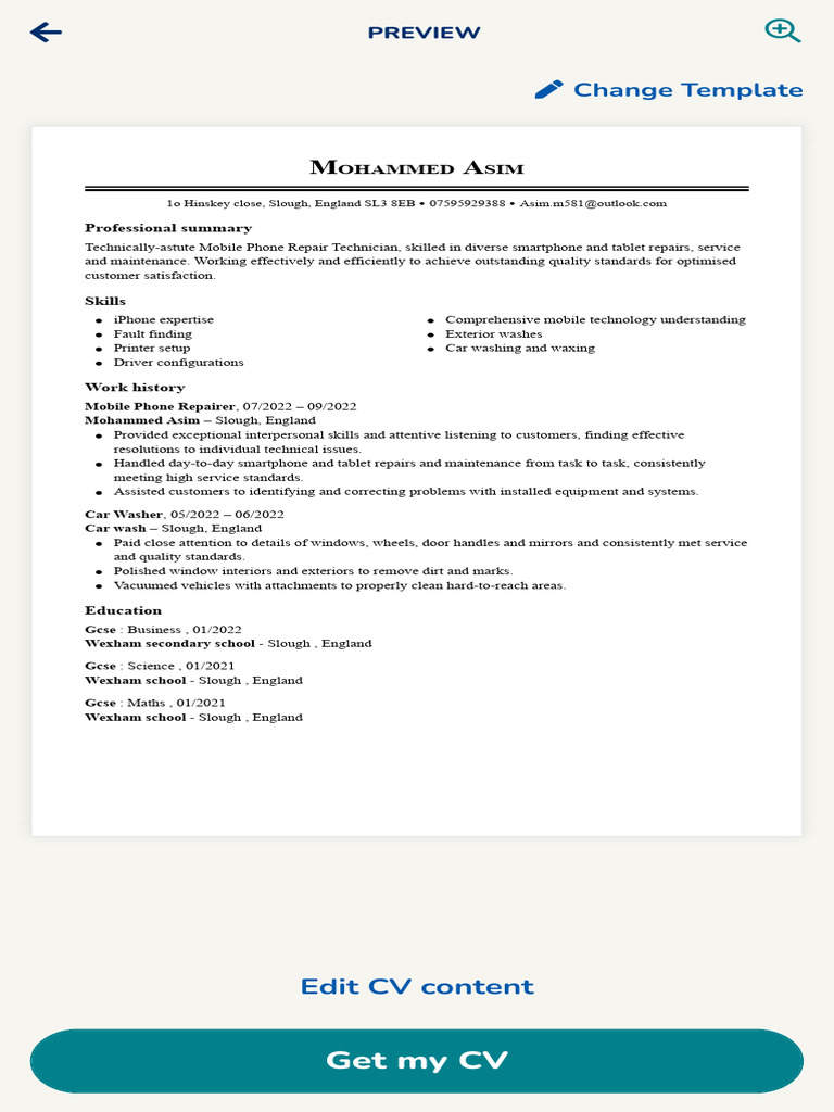 Finalise CV - My Perfect CV | PDF