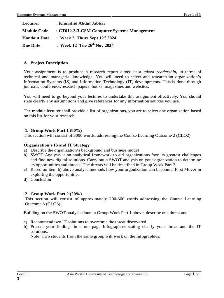 CSM Assignment 2024 VE APU-APD3F2408 | PDF