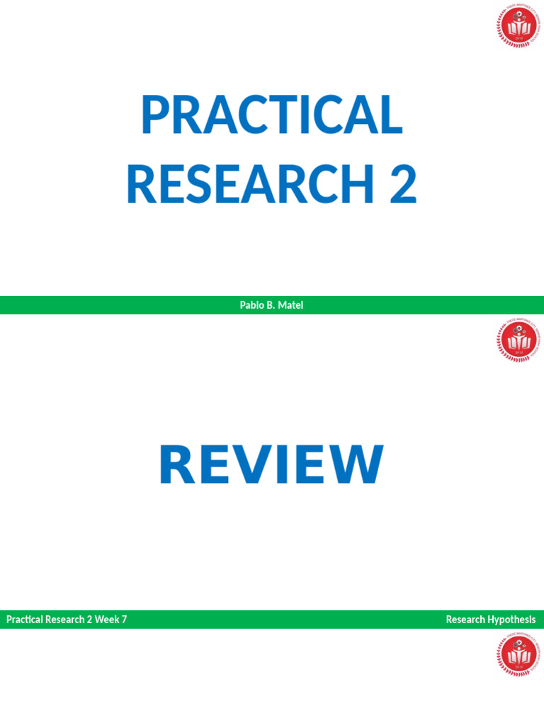 PR2 - W7 - Hypothesis of The Study | PDF