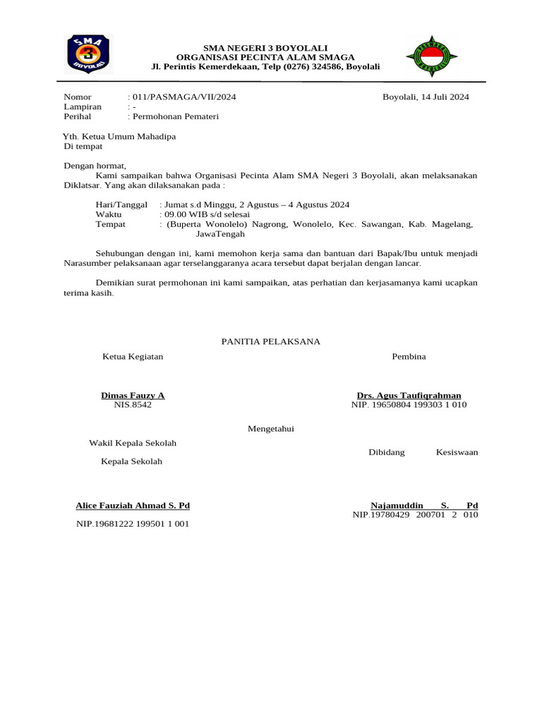 Surat Tembusan Mahadipa | PDF