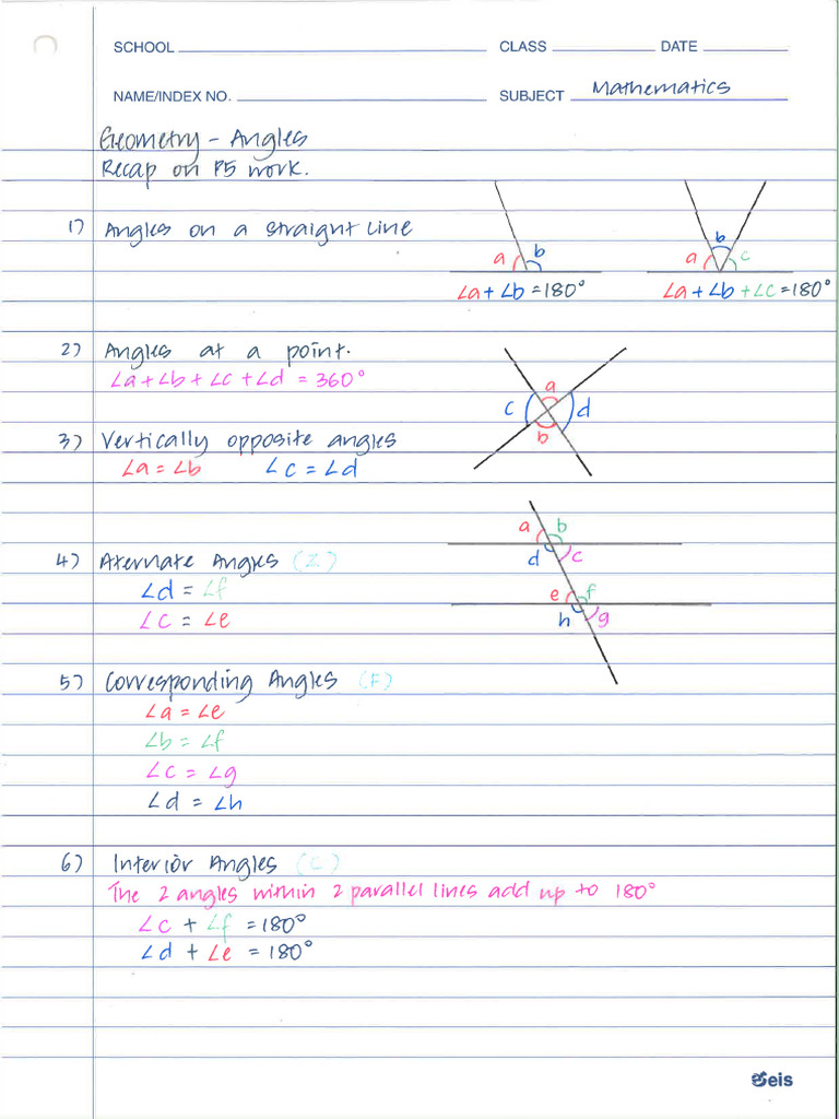 Angles Notes Part 1 | PDF