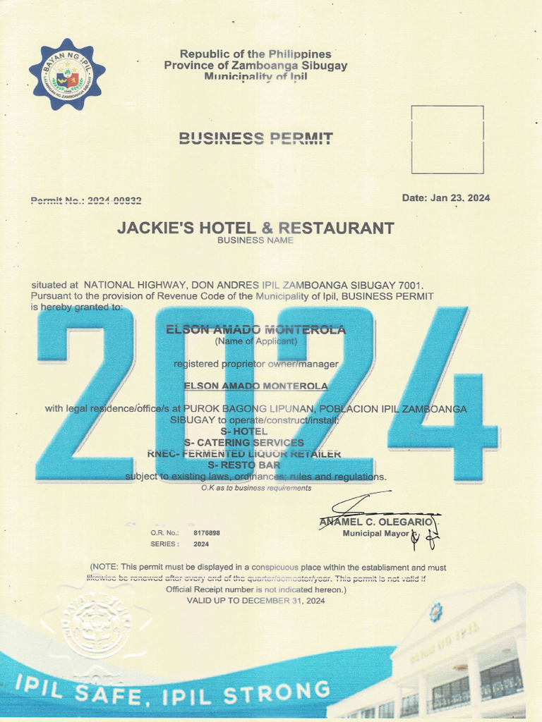 BUSINESS PERMIT Sample | PDF