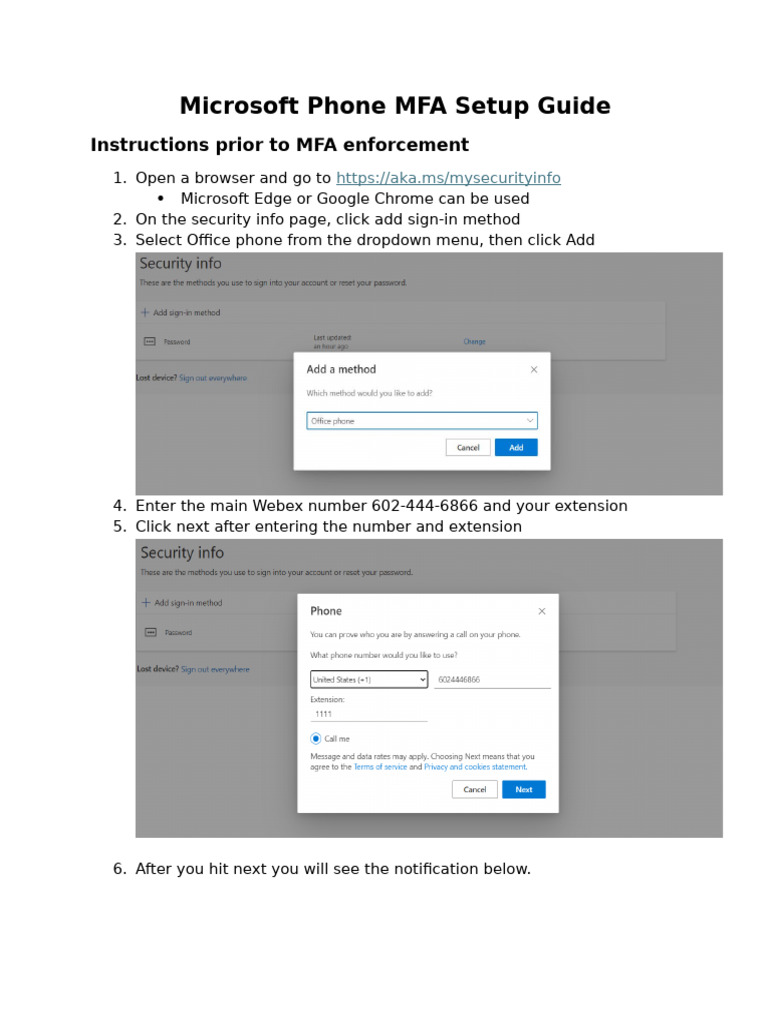 Microsoft Phone MFA Setup Guide | PDF