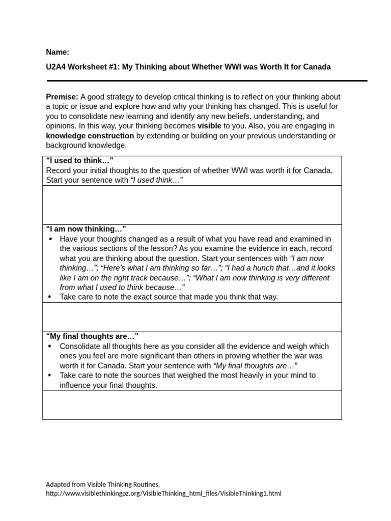 U2 A4 Worksheet 1 | PDF