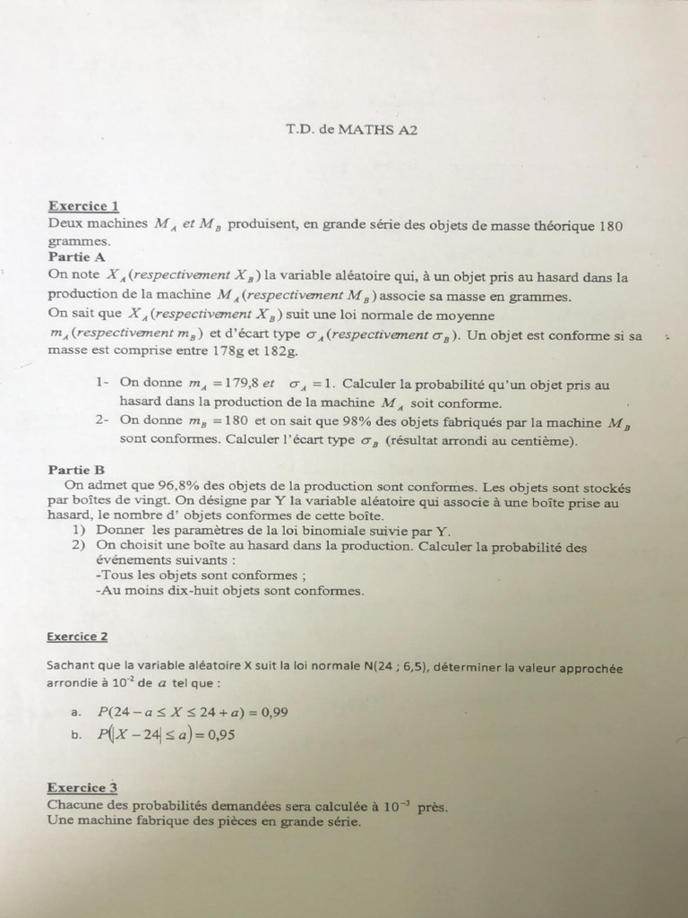 TD Maths A2 | PDF