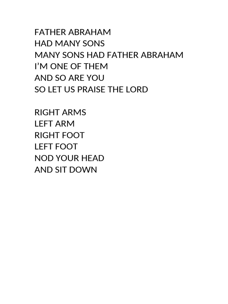 Father Abraham Songs | PDF
