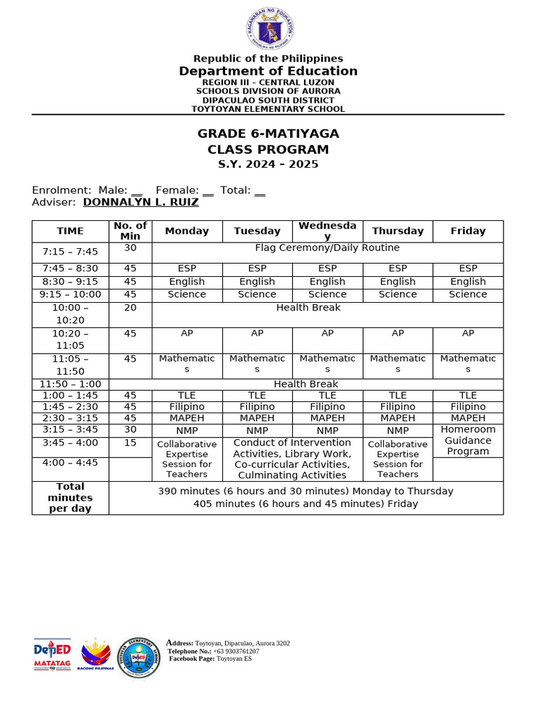 Grade 4 6 Class Teachers Program 2024 | PDF