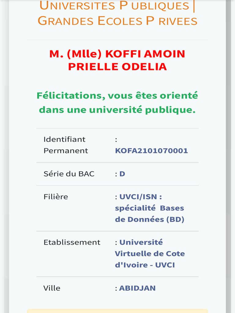 Resultat Orientation Mesrs Ci | PDF