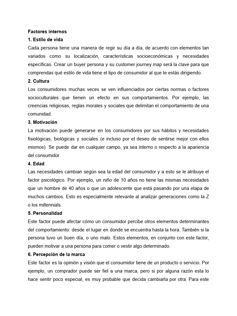 Factores Que Afectan El Comportamiento de Los Consumidores | PDF