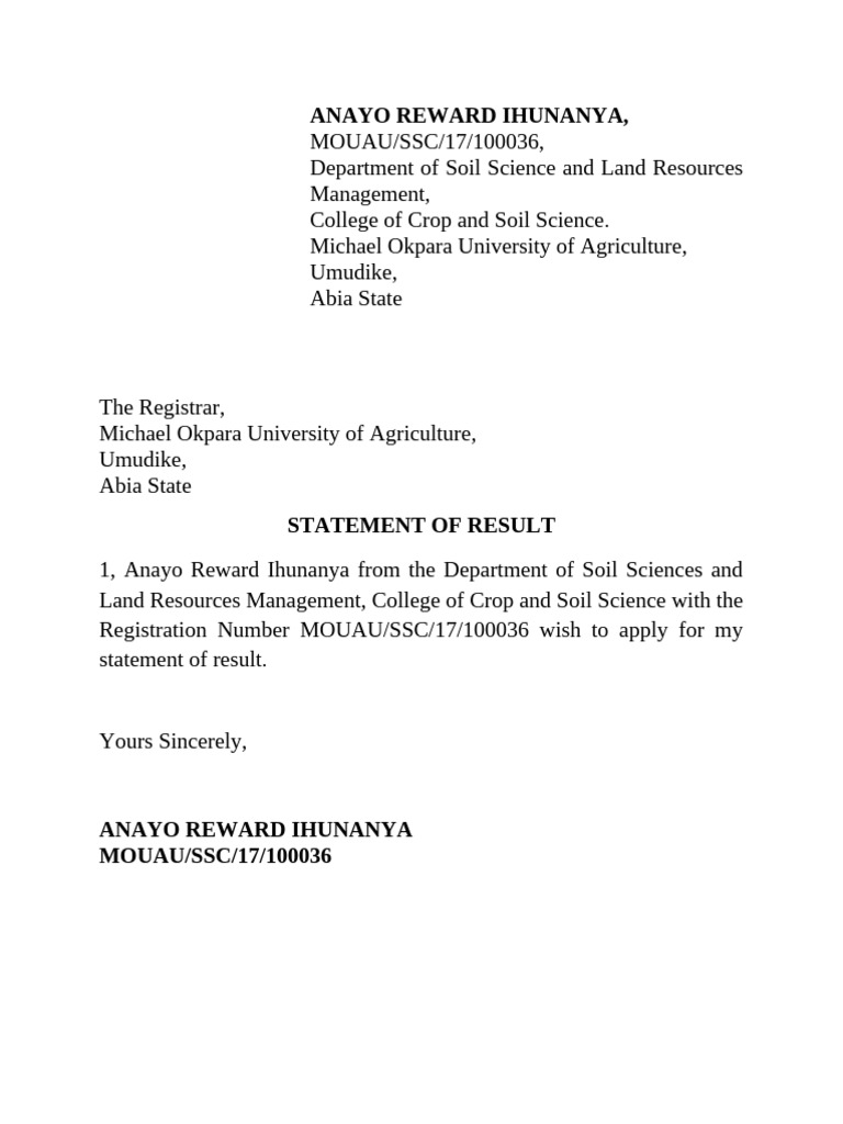 Statement of Result | PDF