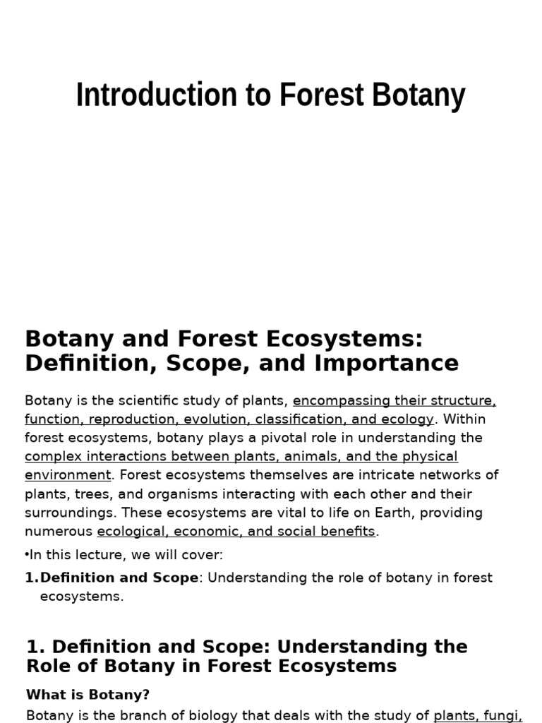 I. Introduction To Forest Botany | PDF