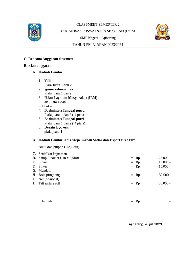 Rab Classmeet Fiks | PDF