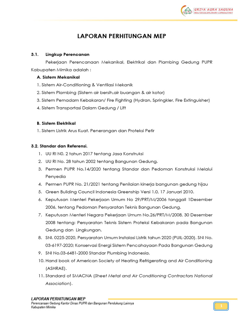 03 PUPR MIMIKA_Lap Perhitungan MEP | PDF