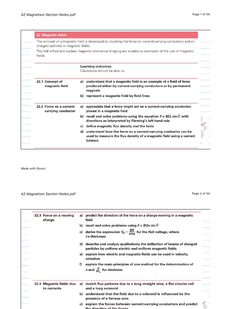A2 Magnetism Section Notes | PDF