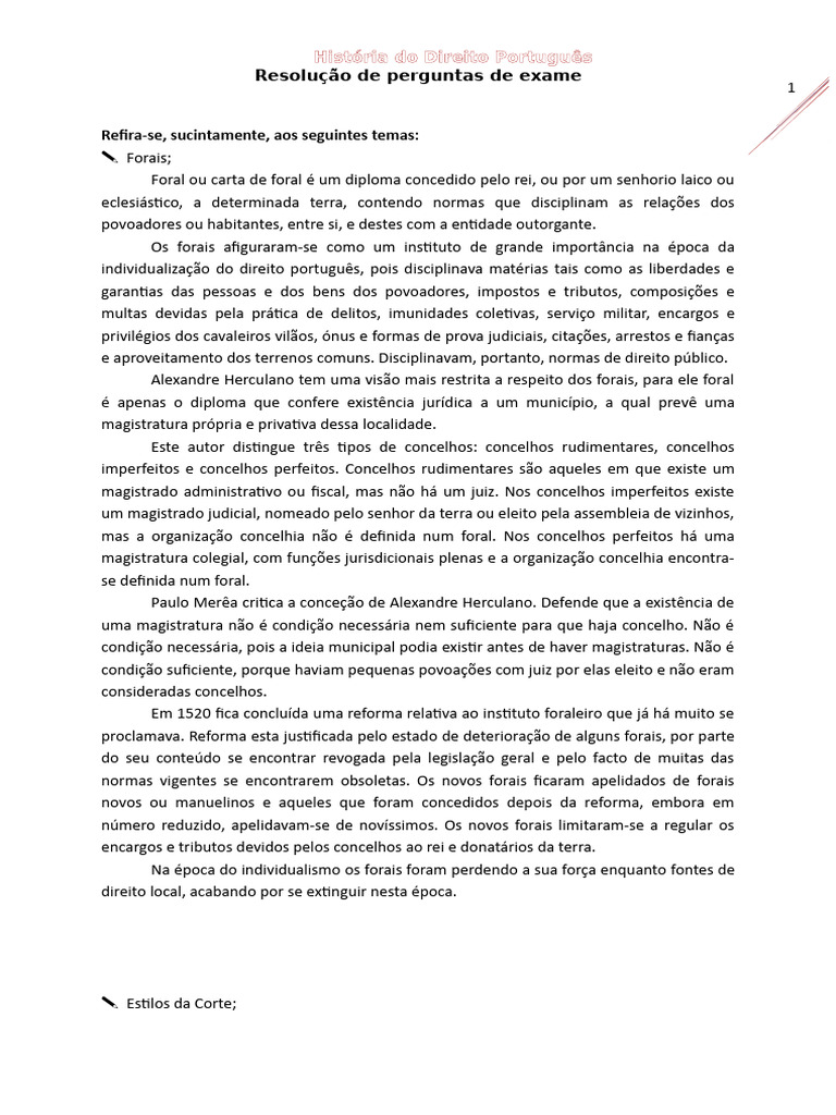 06.2024 HDP Exames Resolvidos Tania Henriques | PDF