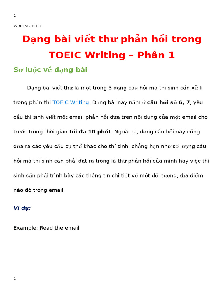 WRITING TOEIC | PDF