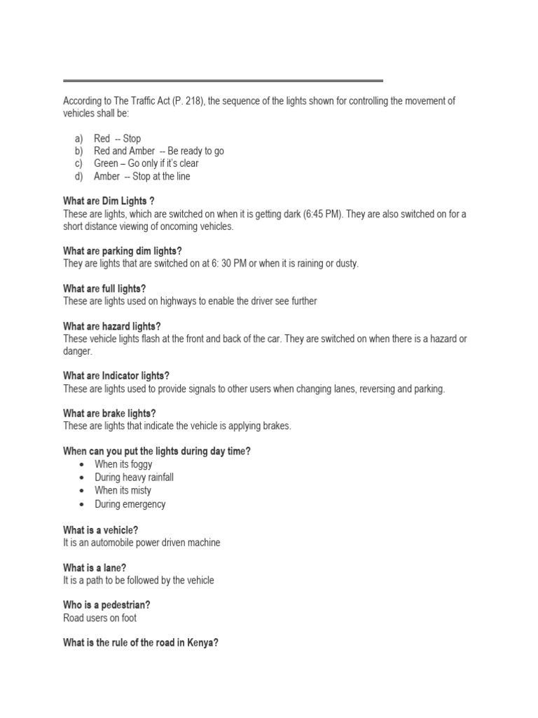 Driving School Questions and Answers | PDF