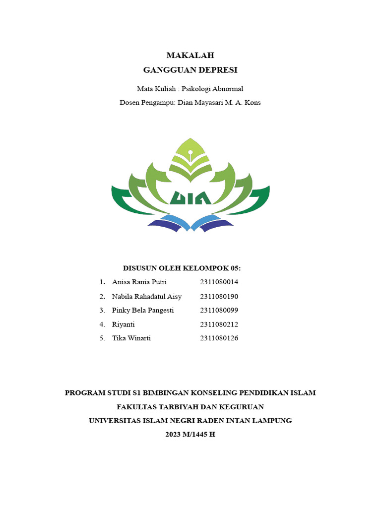 Psikologi Abnormal - Kelompok 5 - 2G - BKPI | PDF