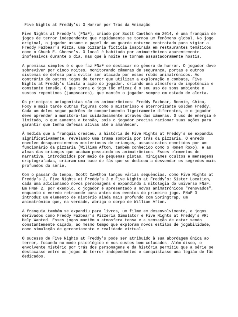 Five Nights at Freddy's O Horror Po | PDF