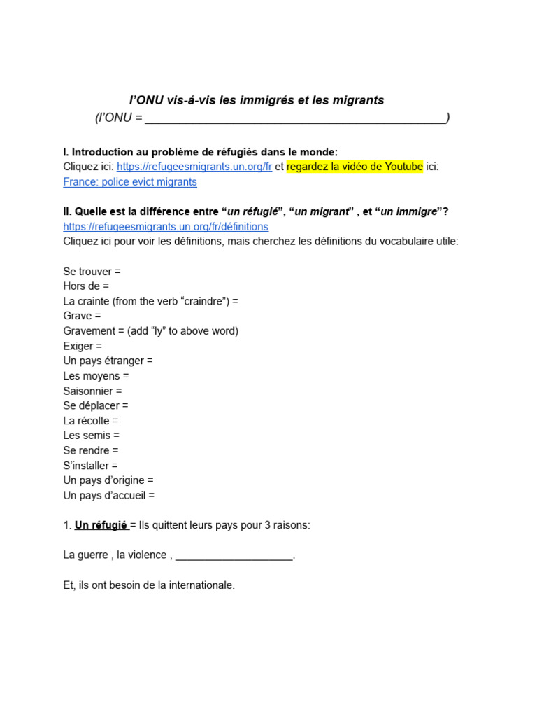 Sam ONU Et Immigration | PDF