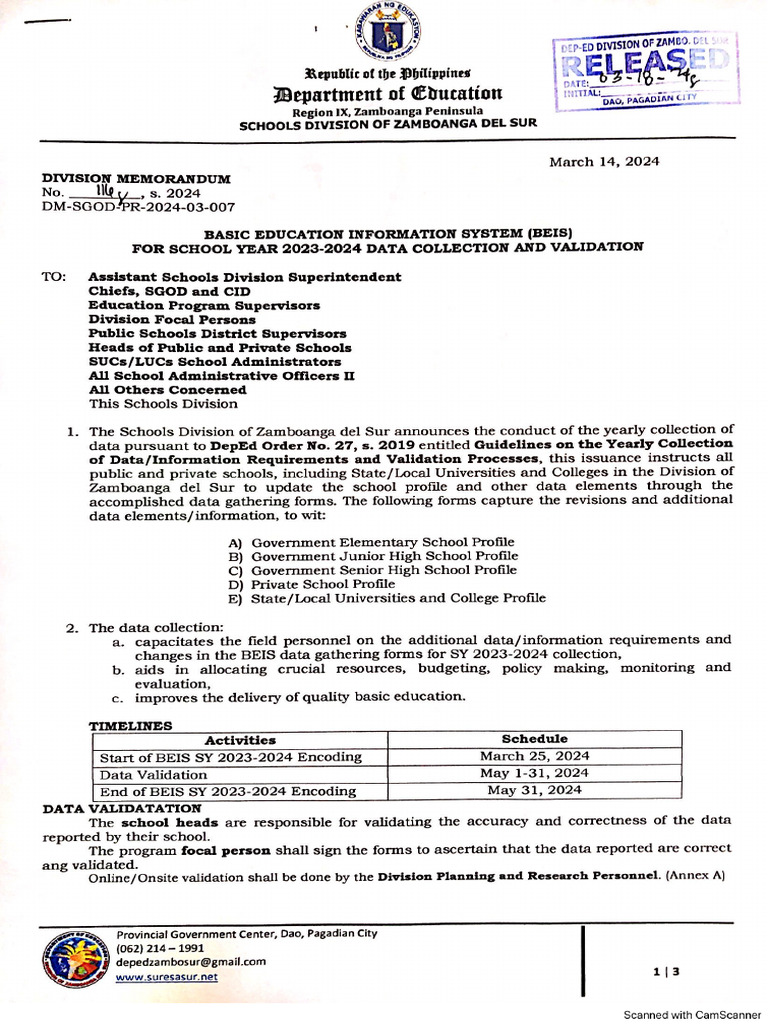 SIGNED - MEMO - Basic Education Information System BEIS | PDF