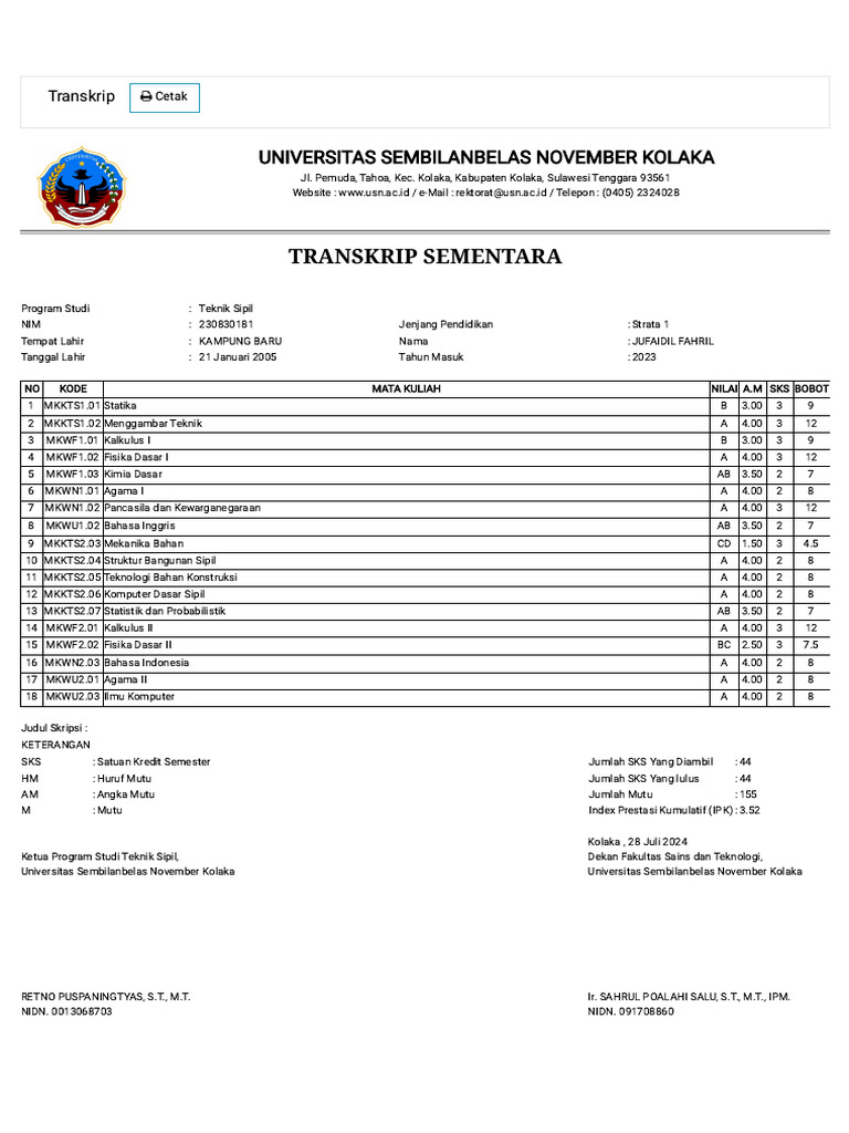 Transkrip | PDF