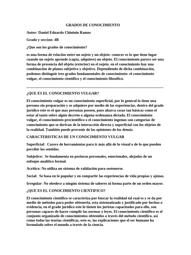 GRADOS DE CONOCIMIENTO | PDF