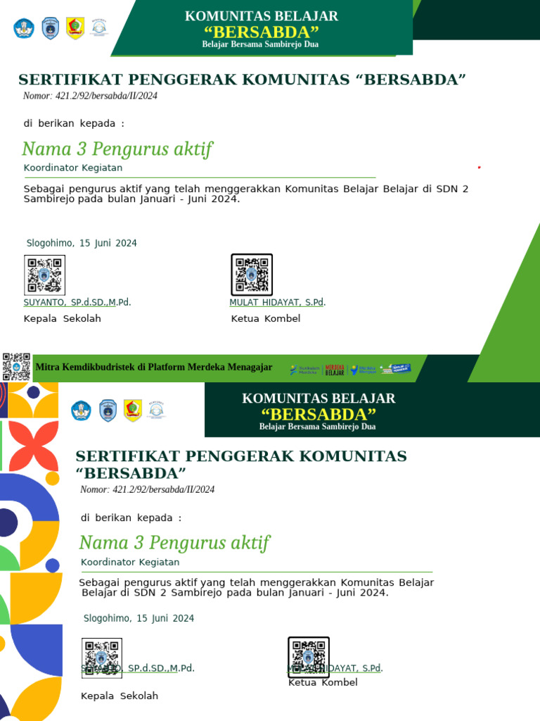 Contoh Sertifikat Penggerak Kombel Umum 2 | PDF