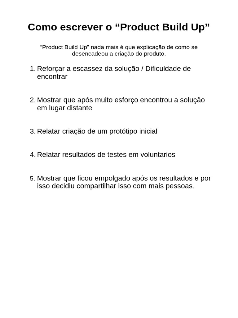 Brief de Construção Do Product Build Up | PDF