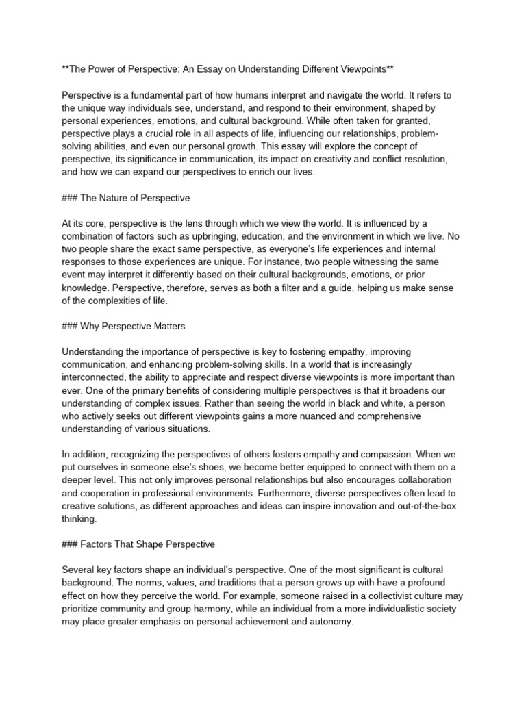 The Power of Perspective | PDF