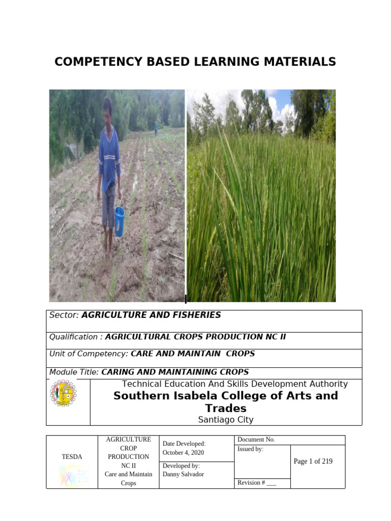 CBLM Care and Maintain Crops | PDF