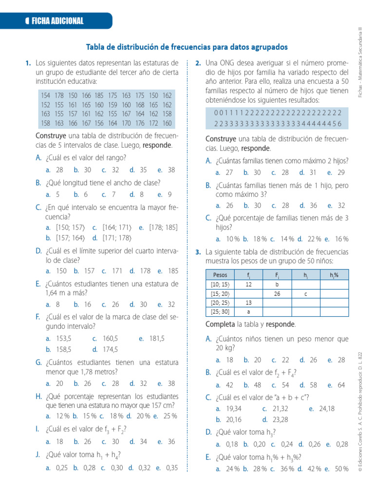 FA - Tablas de Distribución de Frecuencias para Datos Agrupados | PDF