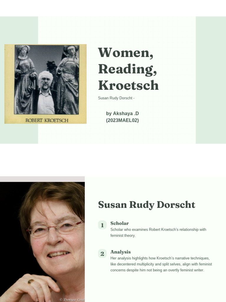 Women, Reading, Kroetsch: by Akshaya .D (2023MAEL02) | PDF