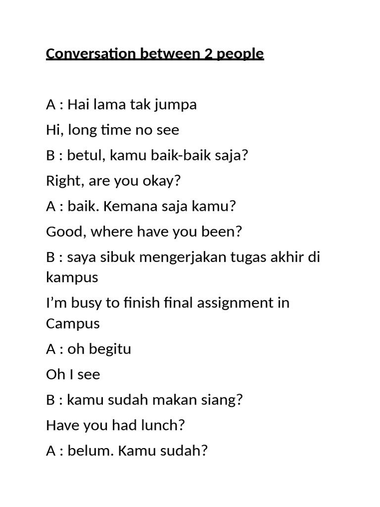 Conversation Between 2 People | PDF