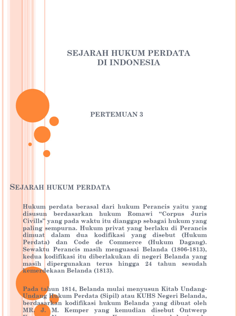 Pertemuan 3 (Sejarah Hukum Perdata) | PDF