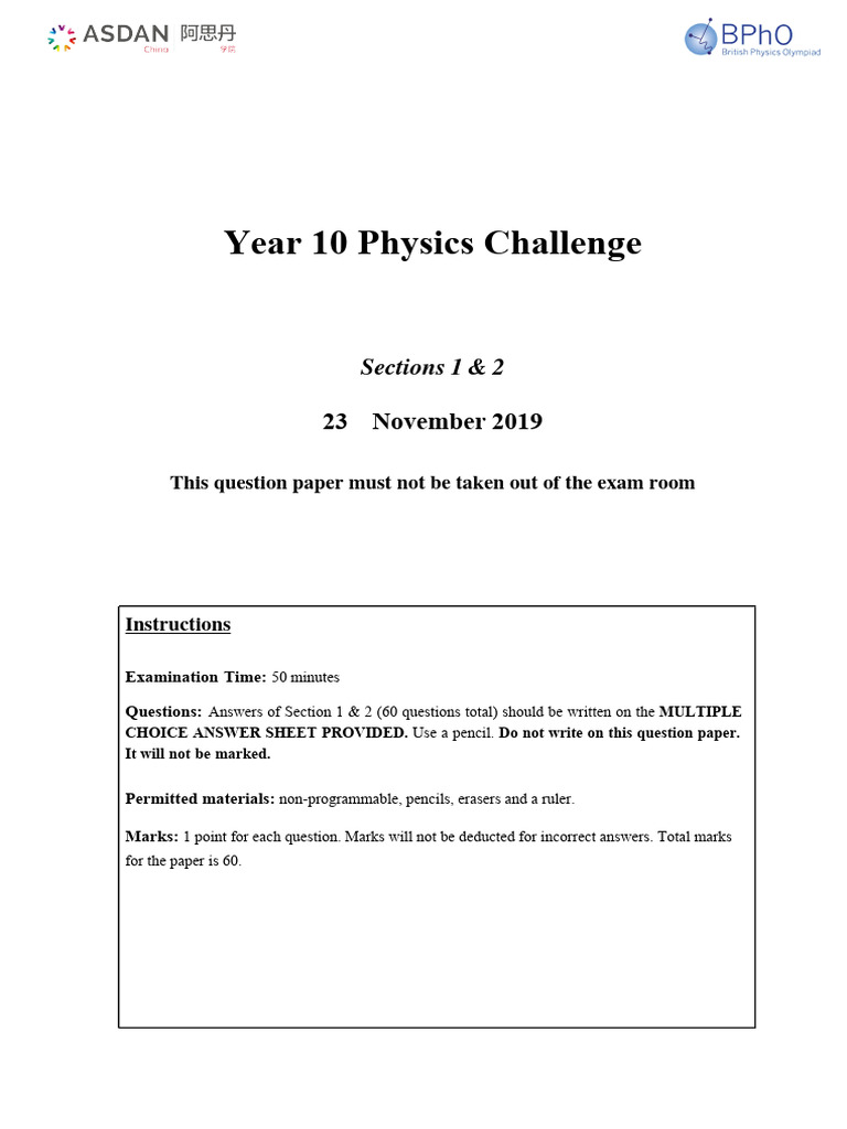 Year10 2019 Paper | PDF