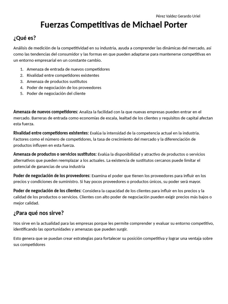 Fuerzas Competitivas de Michael Porter | PDF