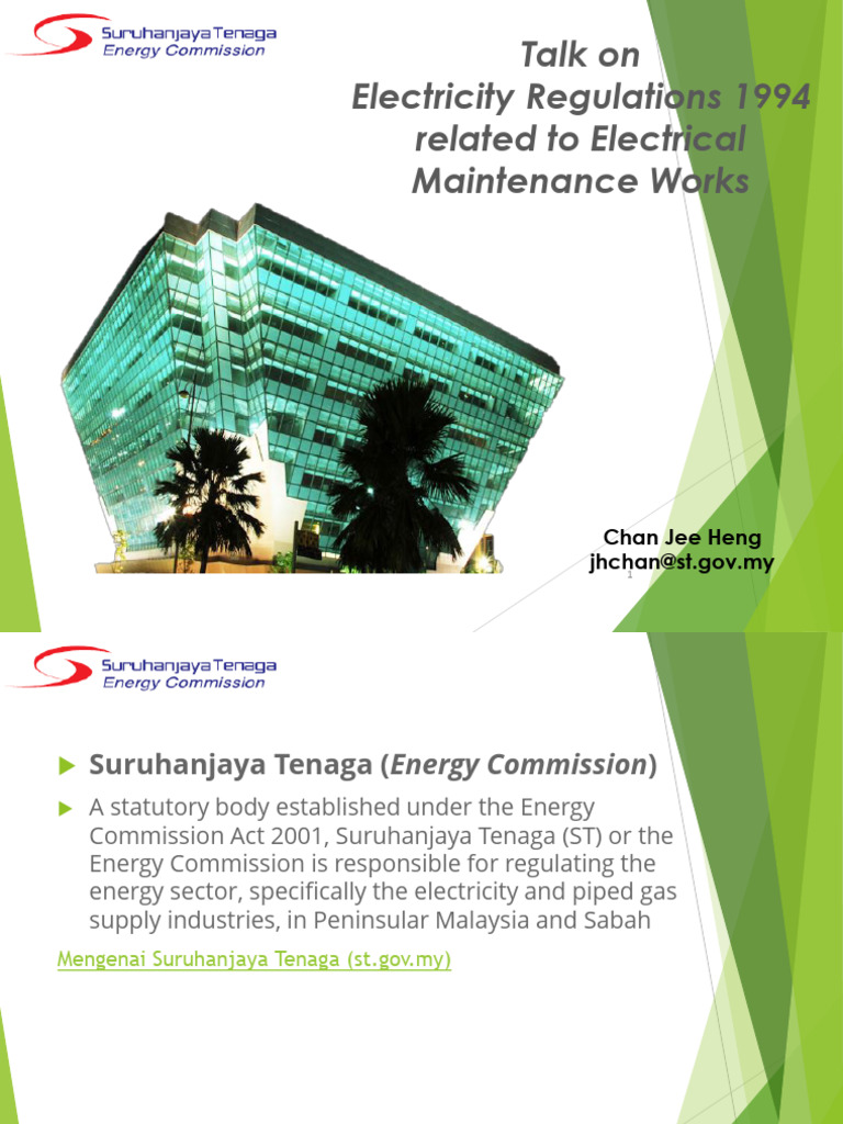 Talk On Electricity Regulation 1994 Related To Electrical Maintenance | PDF