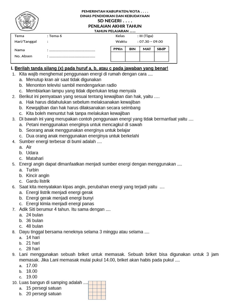 Soal Pat K3 T6 K13 | PDF
