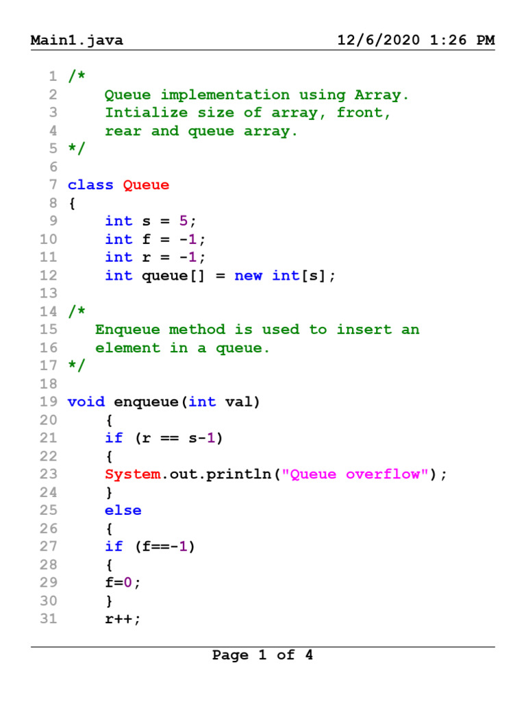 Queue Implementation Using Array | PDF | Queue (Abstract Data Type ... Queue Implementation Using Array | PDF | Queue (Abstract Data Type ...