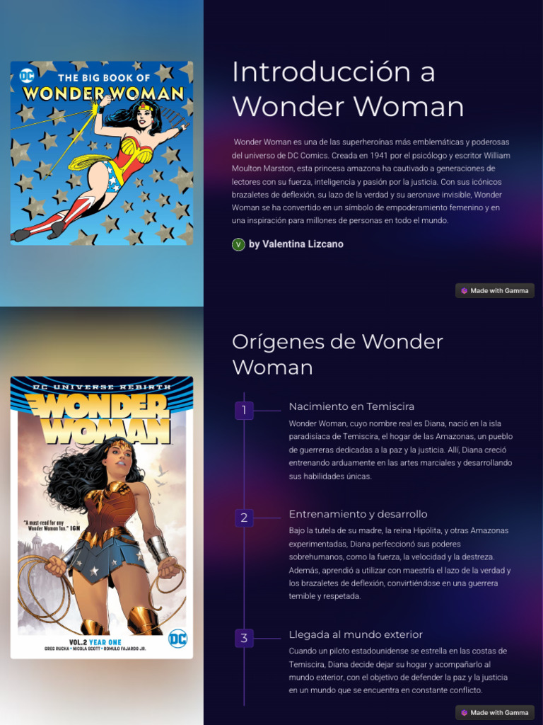 Historia y Poderes de Wonder Woman | PDF | Mujer Maravilla | Derecho